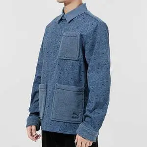 PUMA Paisley Woven Shirt Jacket With Multiple Pockets