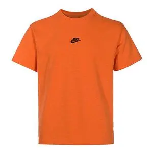 Nike Ss22 Solid Color Embroidered Small Label Round Neck Casual Loose Short Sleeve Orange T-shirt - Multi-color