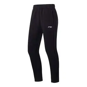 LI-NING Logo Straight Sweatpants 'black - Black/white