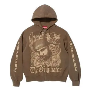 Supreme X Dj Screw Ss26 Zip Up Hooded Sweatshirt - Brown