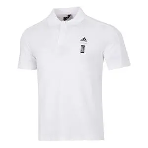Adidas Wj Solid Color Logo Micro Mark Athleisure Casual Sports Short Sleeve Polo Shirt White - Multi-color
