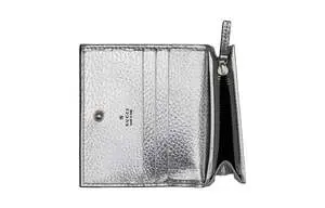 Gucci Gg Marmont Card Case Wallet - Silver