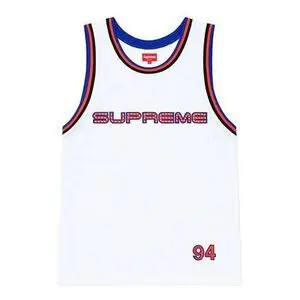 Supreme Rhinestone Basketball Jersey - White/red