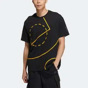 Adidas Neo Geometry Pattern Printing Round Neck Short Sleeve Black T-shirt