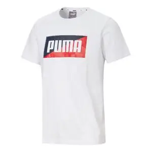 PUMA Flock Graphic T-shirt 'white Blue Red - White/blue/red