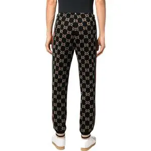 Gucci Gg Jersey Cotton Jogging Pant 'black Camel