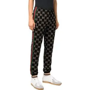 Gucci Gg Jersey Cotton Jogging Pant 'black Camel