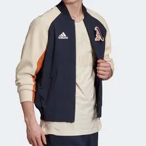 Adidas Varsity Jacket With Athletic Emblem - Navy