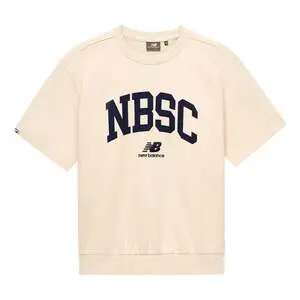 NEW BALANCE Logo T-shirt Asia Sizing 'beige Navy - Beige/navy