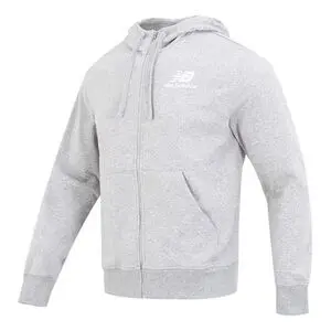 NEW BALANCE Essentials Stacked Logo French Terry Zip Up Hoodie - Classic Grey