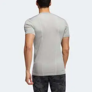 Adidas Solid Color Logo Printing Casual Round Neck Short Sleeve Gray T-shirt - Default Color