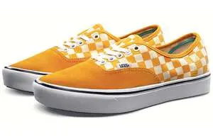 VANS Comfycush Authentic Checkerboard Lace-up Sneakers - Yellow