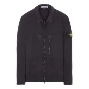 Stone Island Brushed Cotton Canvas Zip Shirt Jacket - Navy
