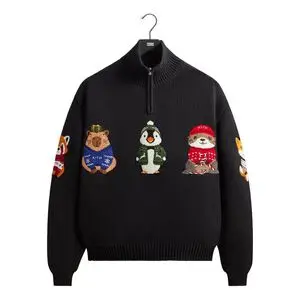 Kith Kithmas 2025 Animals Wyona Quarter Zip Sweater - Black
