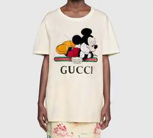 Gucci X Disney Mickey Mouse Logo Short Sleeve T-shirt - Graywhite