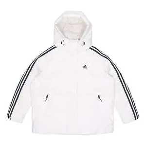 Adidas Adidas 3-Stripe Hooded Puff Jacket White