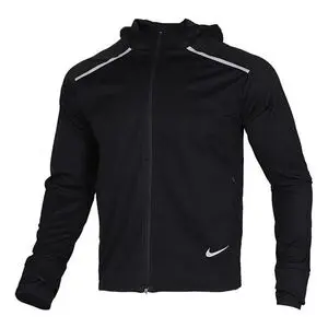 Nike Shield Reflective Zipper Sports Hooded Jacket - Black