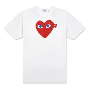Play Comme Des Garcon Blue Eyes Red Heart T-shirt - White