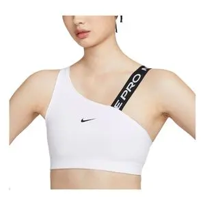 Nike Pro Swoosh Asymmetrical Medium-support Padded Sports Bra Asia Sizing 'white - White/black