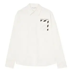 Off-White Fw22 Pocket Diagonal Stripes Printing Long Sleeves White Shirt