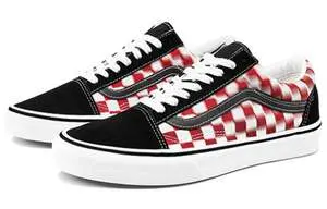 VANS Old Skool Checkerboard Low Top Sneakers - Black/red/white