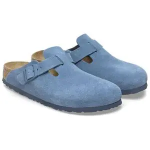BIRKENSTOCK Boston Soft Footbed Suede Leather Clogs - Blue