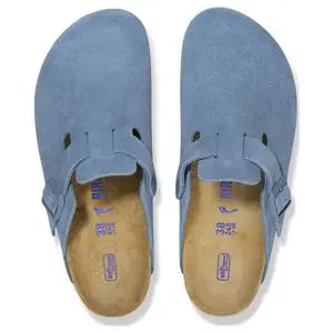 BIRKENSTOCK Boston Soft Footbed Suede Leather Clogs - Blue