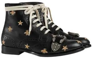 Gucci Queercore Bee Accent Lace-up Boots