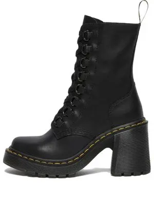 Dr. Martens Leather Flared Heel Lace Up Boots