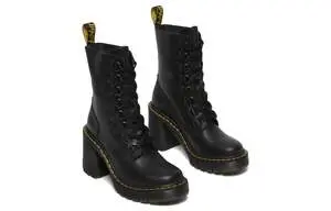 Dr. Martens Leather Flared Heel Lace Up Boots