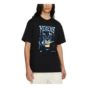 Nike Skateboard Sports Printing Knit Short Sleeve - Black