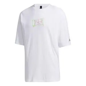 Adidas Printing Pattern Round Neck Short Sleeve White
