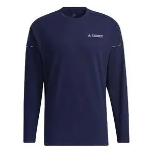 Adidas Printing Logo Round Neck Long Sleeves College Navy Blue T-shirt - Default Color
