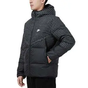 Nike Splicing Sports Stay Warm Hooded Down Jacket Black