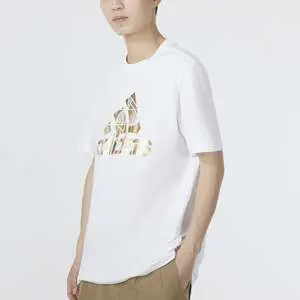Adidas Large Logo Printing Casual Round Neck Short Sleeve White
