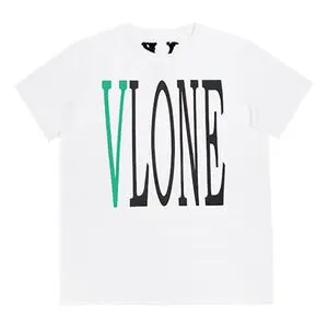 VLONE Large Logo Round Neck Short Sleeve T-shirt 'white Green - White/green