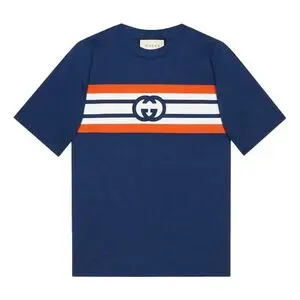 Gucci Interlocking G Stripe Print T-shirt - Blue