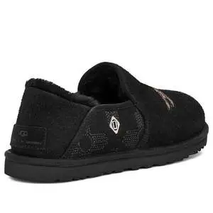 UGG Embroidered Suede Slip-on Shoes - Black