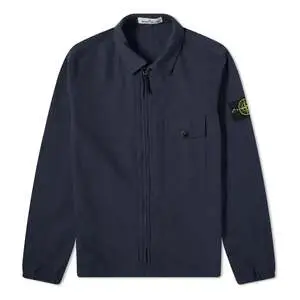 Stone Island Garment Dyed Zip Shirt Overshirt - Navy