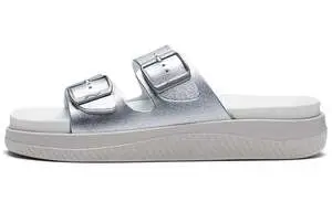 LI-NING Clap Buckled Platform Slides - Silver