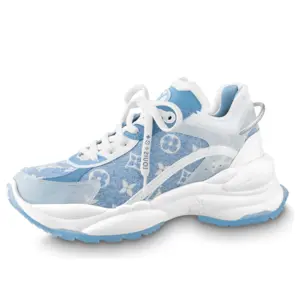 LOUIS VUITTON Run 55 Denim Monogram Sneakers - Blue/white