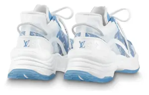 LOUIS VUITTON Run 55 Denim Monogram Sneakers - Blue/white
