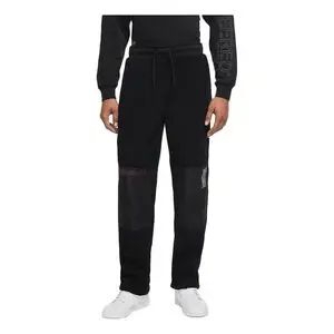 JORDAN 23 Drawstring Polar Fleece Splicing Casual Sports Long Pants - Black