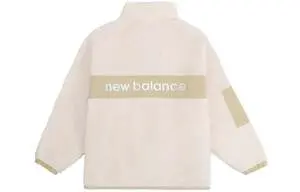 NEW BALANCE Splicing Retro Stand Collar Knit Lamb's Wool Short Beige Jacket