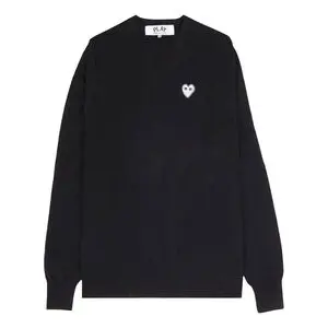 Play Comme Des Garcon V-neck Pullover With Emblem - Black