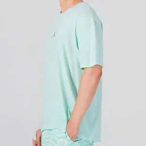 JORDAN Solid Color Logo Round Neck Pullover Short Sleeve Mint Green T-shirt - Multi-color