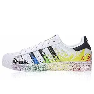 Adidas Superstar Pride "paint Splatter" Low Top Sneakers - White/yellow/black