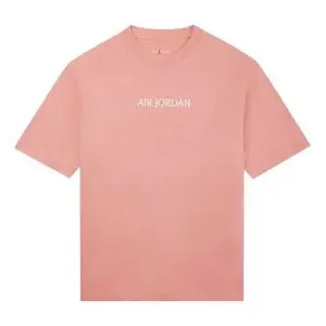 JORDAN Solid Color Alphabet Logo Printing Round Neck Short Sleeve Pink T-shirt - Multi-color