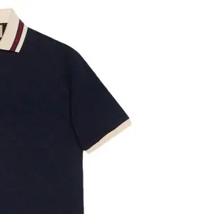 Gucci Cotton Polo Shirt With Gg Embroidery - Dark Blue