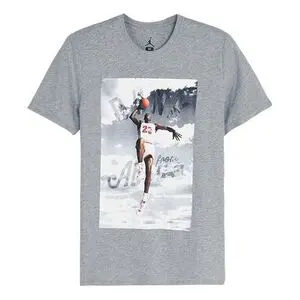JORDAN Basketball Printing Short Sleeve T-shirt - Grey